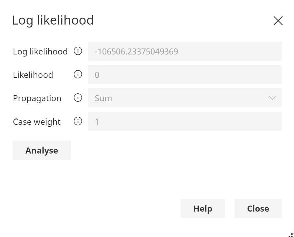 Log Likelihood | Bayes Server Log Likelihood | Bayes Server